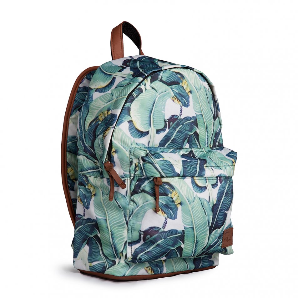 Fusion Tropic Leaves Printed Backpack on Luulla
